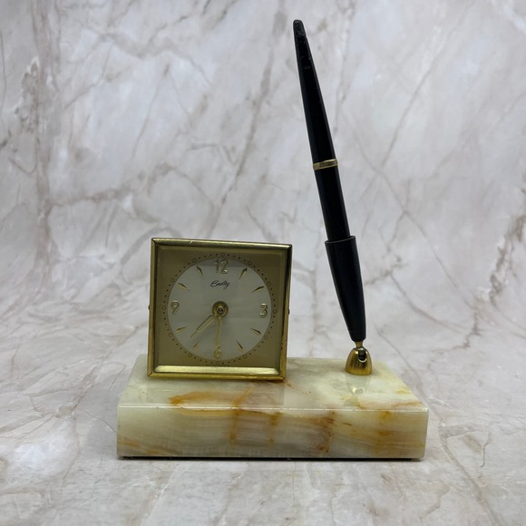 None | Accents | Vintage Bradley Clock And Pen Desk Set Clock Pen Set ...